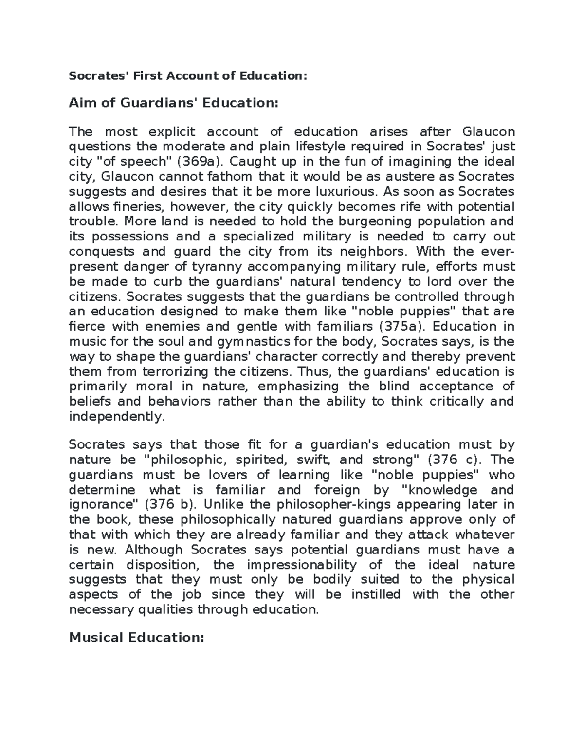 Plato's Educ. of Guardians: The Role of Music and Gymnastics in ...