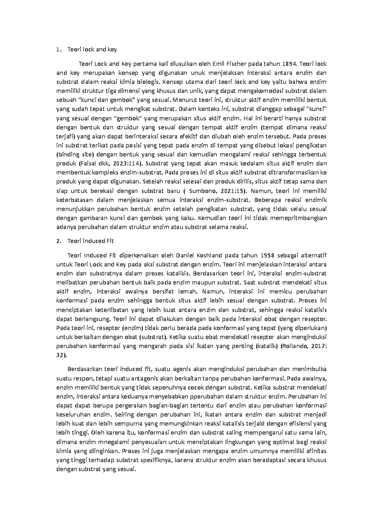 Mekanisme Kerja Enzim: Teori Lock and Key & Induced Fit - Studocu