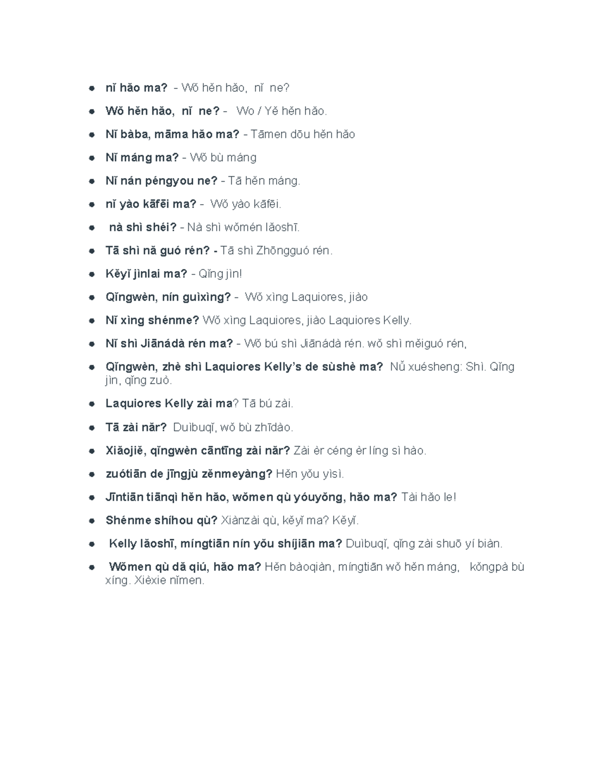 Mandarin 101 Midterm Reviewer: Key Phrases & Dialogues - Studocu