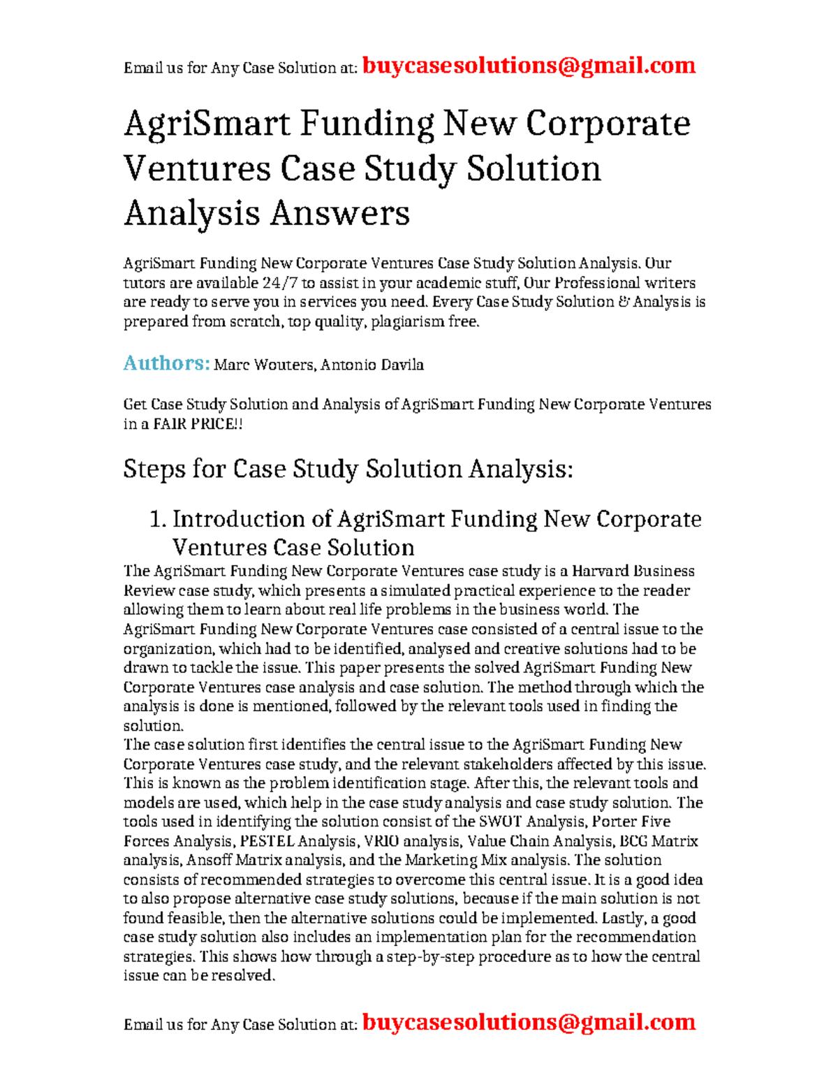 Case Study Solution: AgriSmart Funding New Corporate Ventures Analysis ...