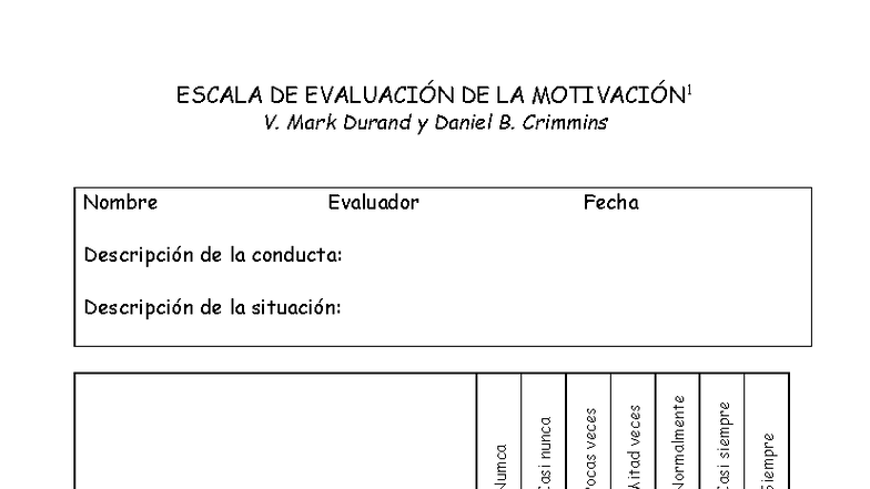 ESCALA DE EVALUACIÓN DE LA MOTIVACIÓN - Mark Durand y Daniel B ...