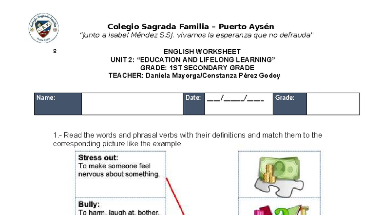 English Worksheet Unit 2: Lifelong Learning for 1st Secondary - Studocu
