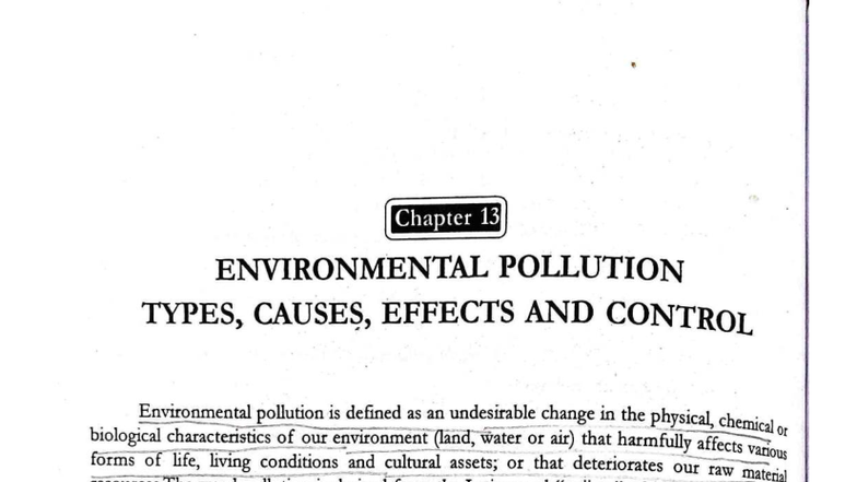 Chapter 13: Environmental Pollution - Types, Causes, Effects & Control ...