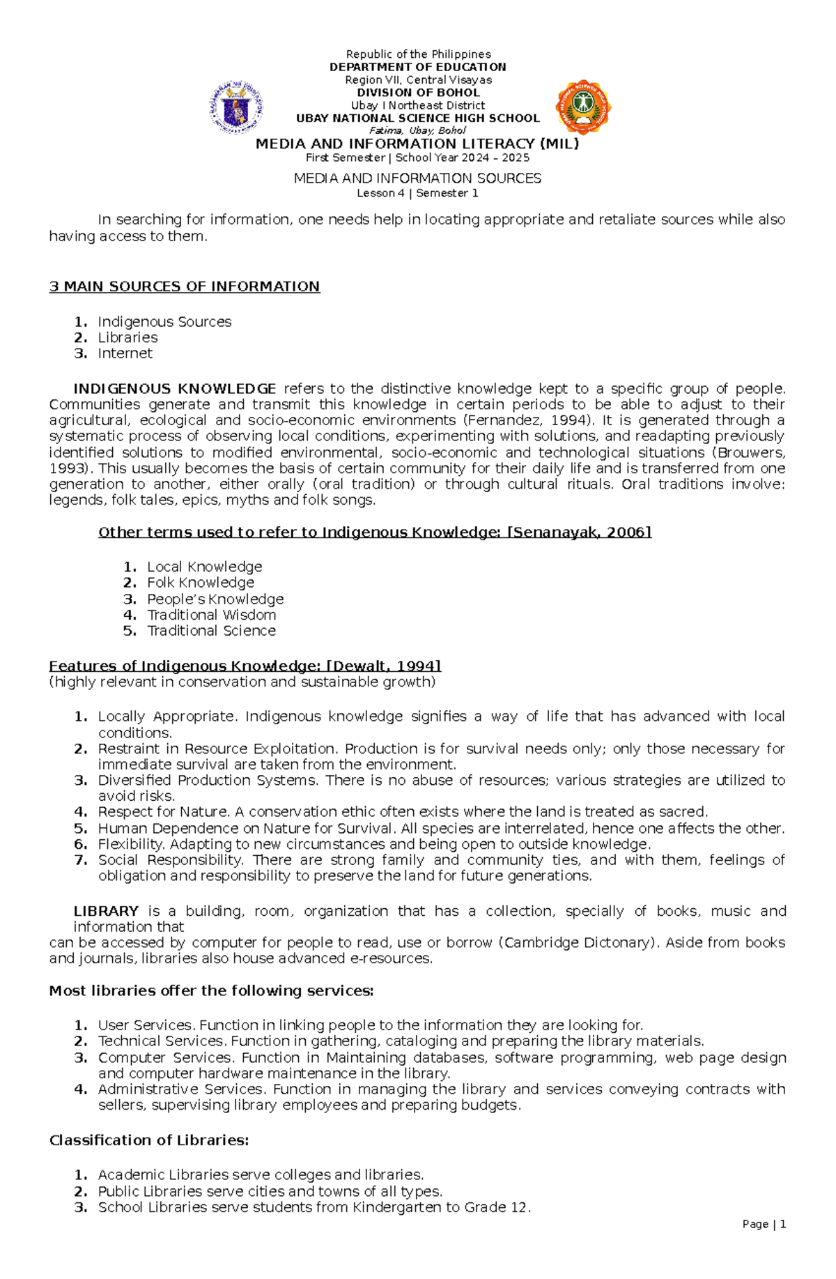 Lesson 4: Sources of Media & Information (MIL) - 1st Semester 2024-2025 ...