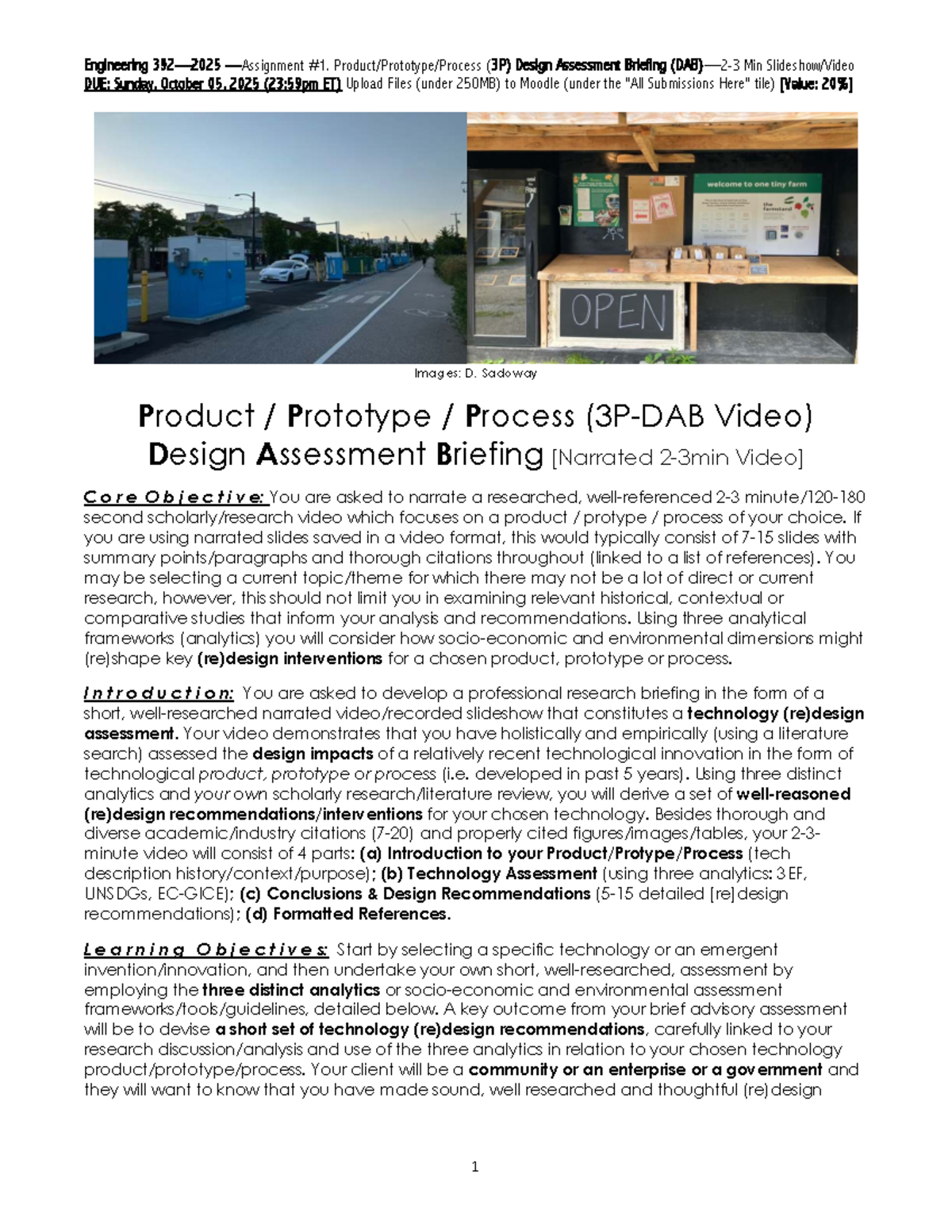 Engineering (3P) Design Assessment Briefing - Video Submission Guide ...