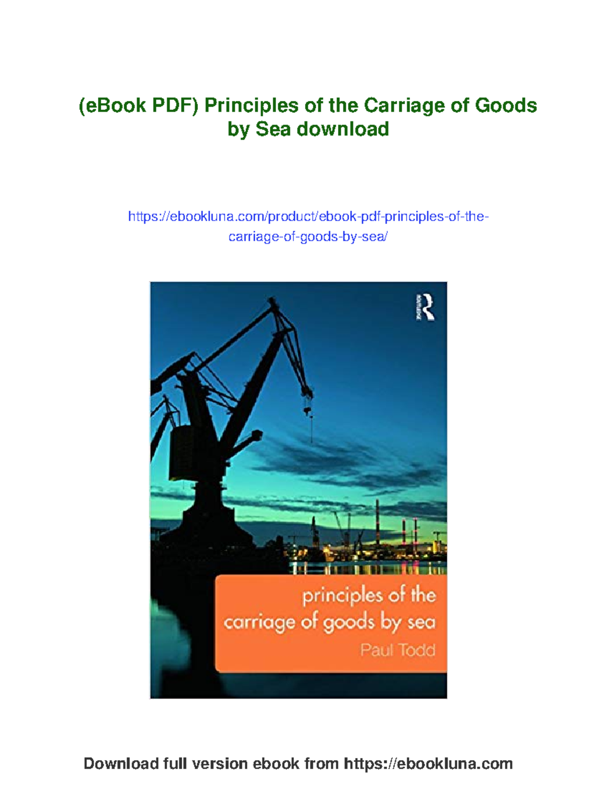 Principles of Carriage of Goods by Sea: A Comprehensive Guide - Studocu