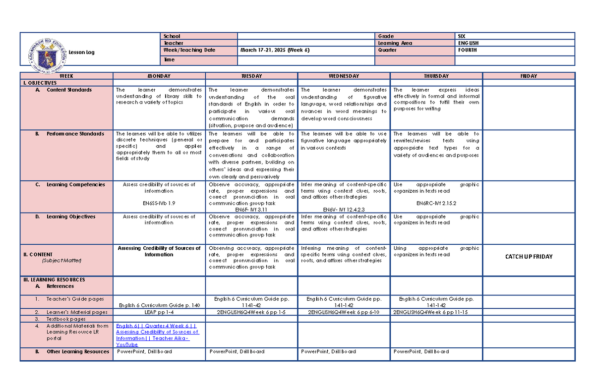 DLL English 6 Q4 W6: Assessing Credibility in Oral Communication - Studocu