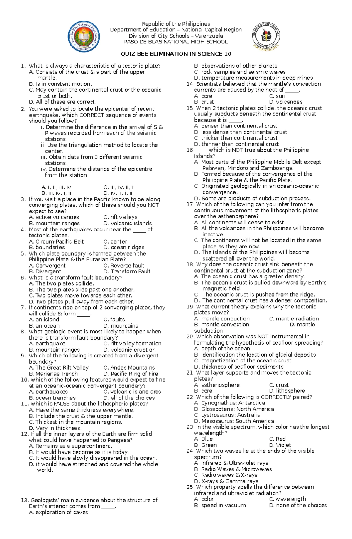 Grade 3 science quiz bee - Grade 3 Science Quiz Bee Reviewer Easy Round Which of the following ...