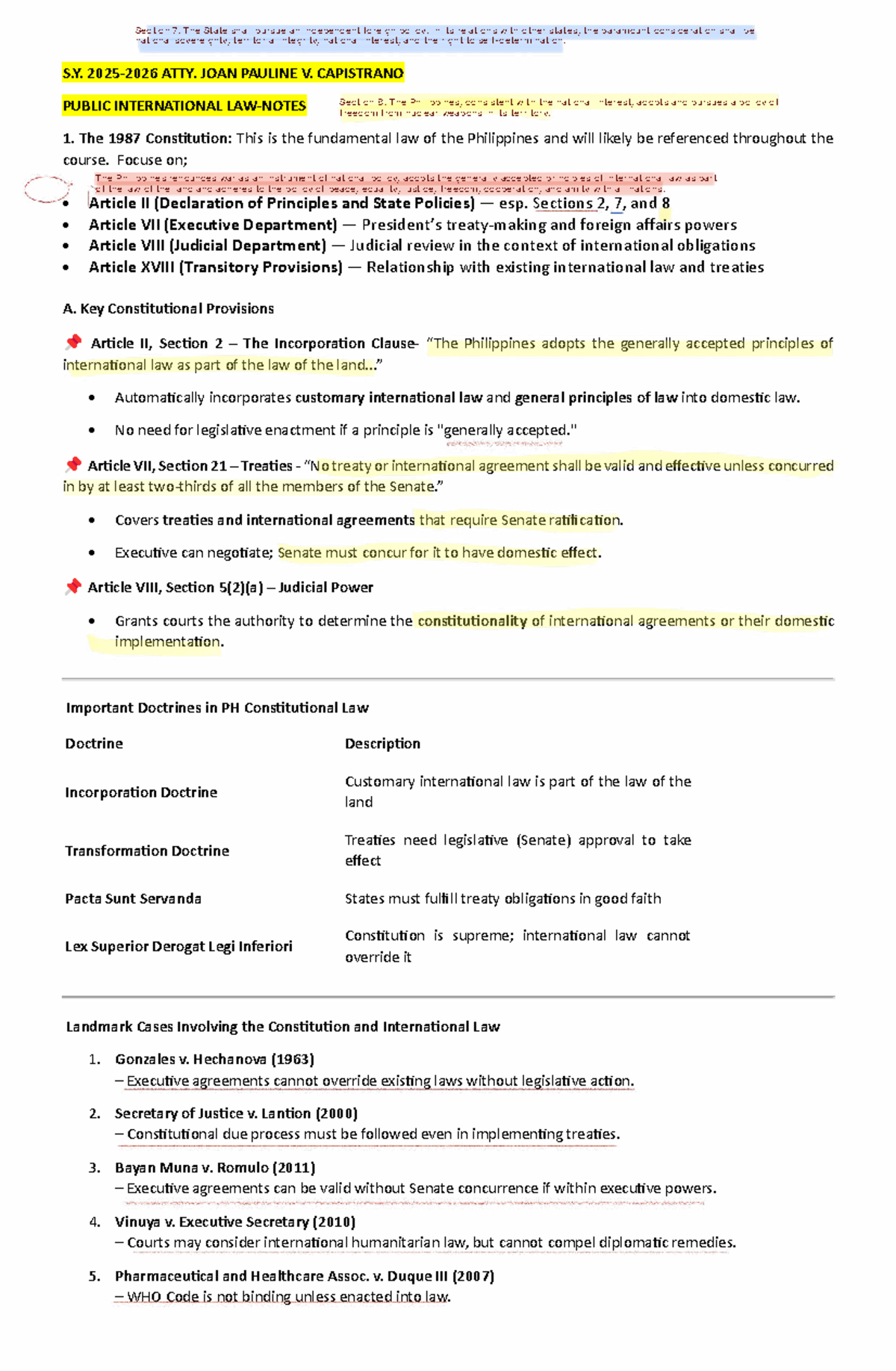 Public International Law Notes (PIL 101): Key Concepts & Cases - Studocu