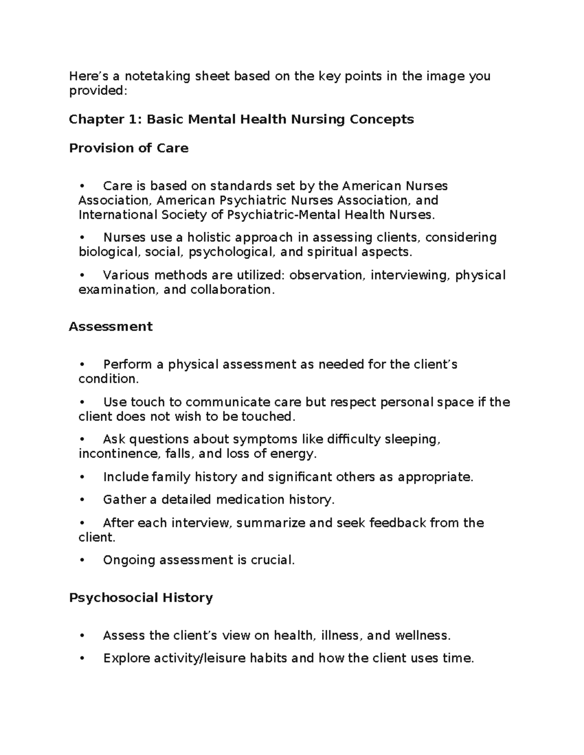 MH WEEK 1 STUDY NOTES - Here’s a notetaking sheet based on the key ...