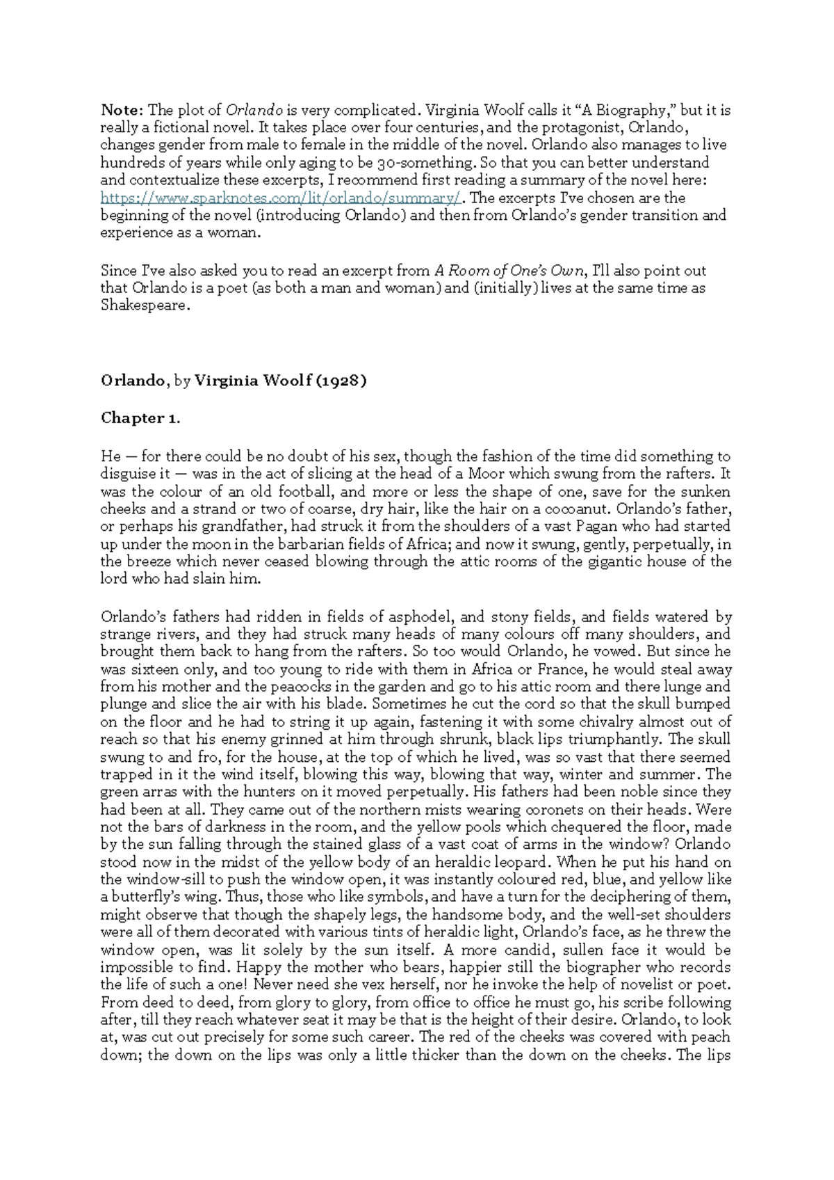 Excerpts from Virginia Woolf's Orlando: Gender and Time in Transition ...