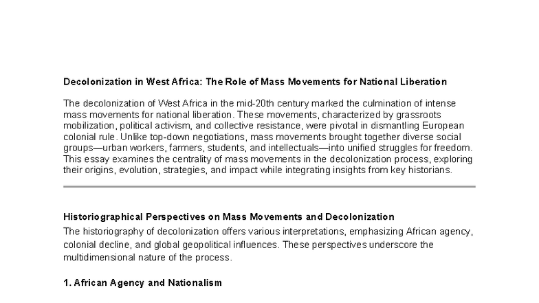 Decolonization in West Africa: Mass Movements & National Liberation ...