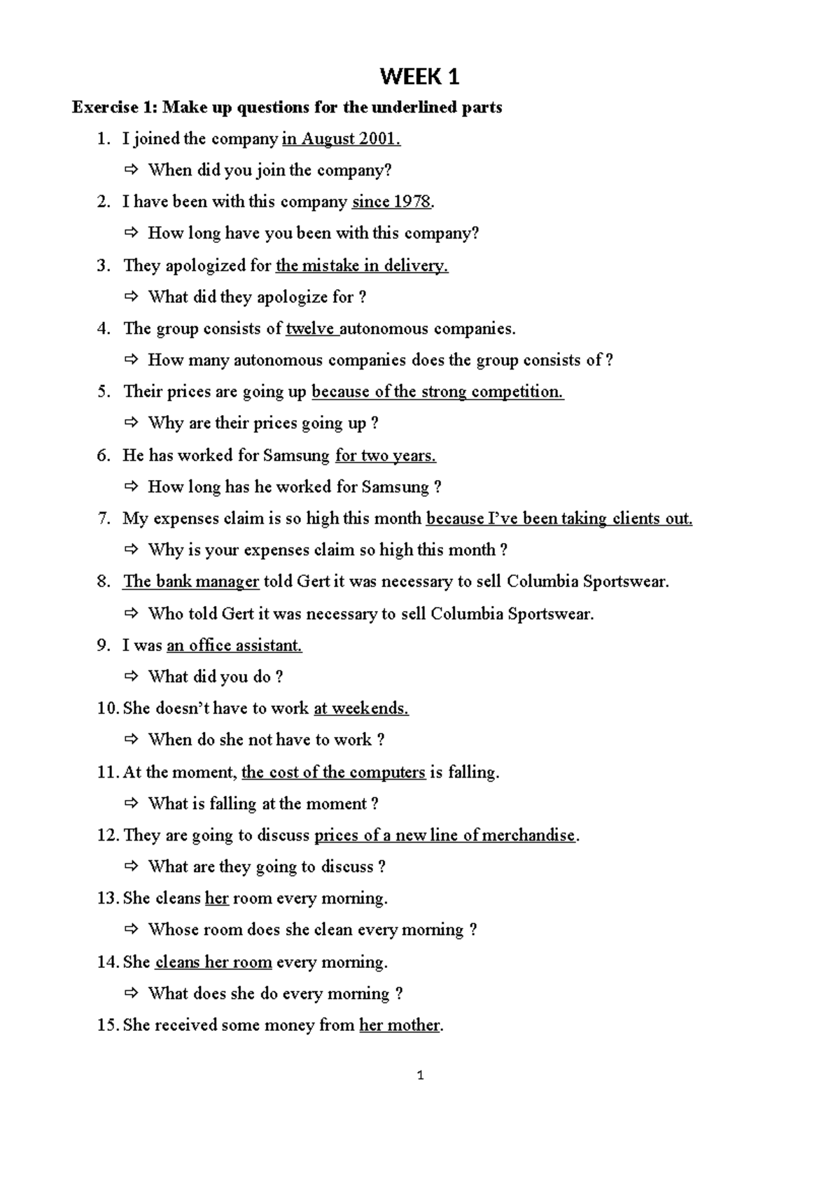 WEEK 1 - TACB: Questions and Exercises Overview - Studocu