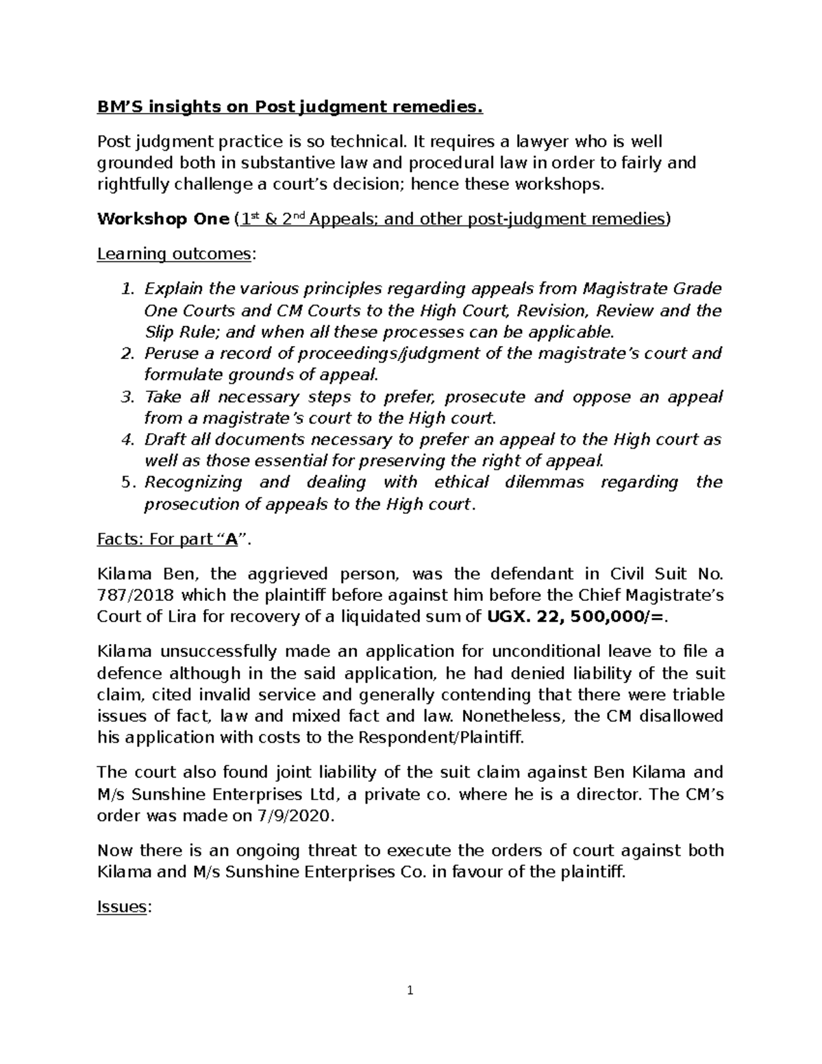 BM's insights on post judgt remedies - BM’S insights on Post judgment ...