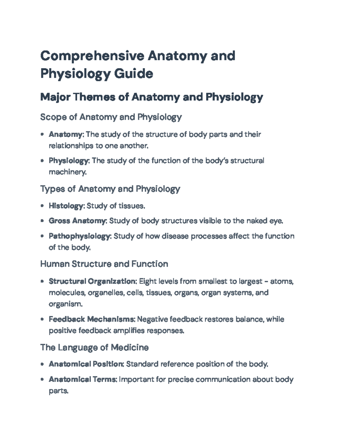 Comprehensive Anatomy and Physiology Study Guide - Comprehensive ...