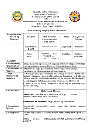 Lesson plan motivation - MALA-MASUSING BANGHAY ARALIN FILIPINO I ...