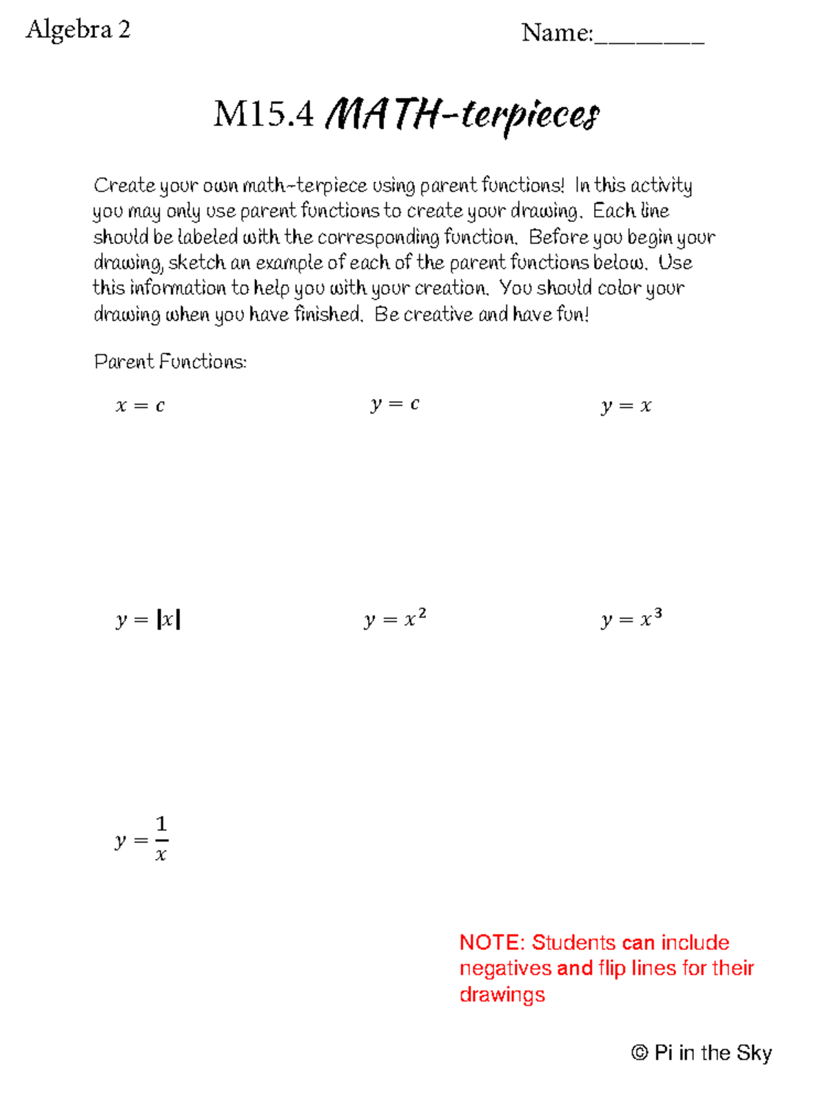 AII15.4 -CW- Mathterpiece - M15. 4 MATH-terpieces Create your own math ...