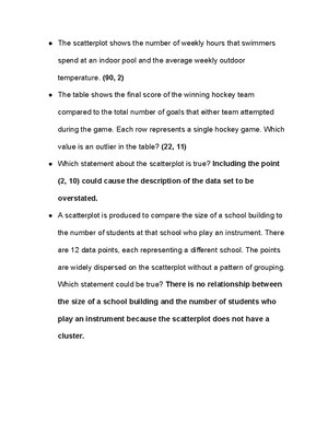 Constructing Scatterplots Assignment - If this data was plotted on a scatterplot, would there be ...
