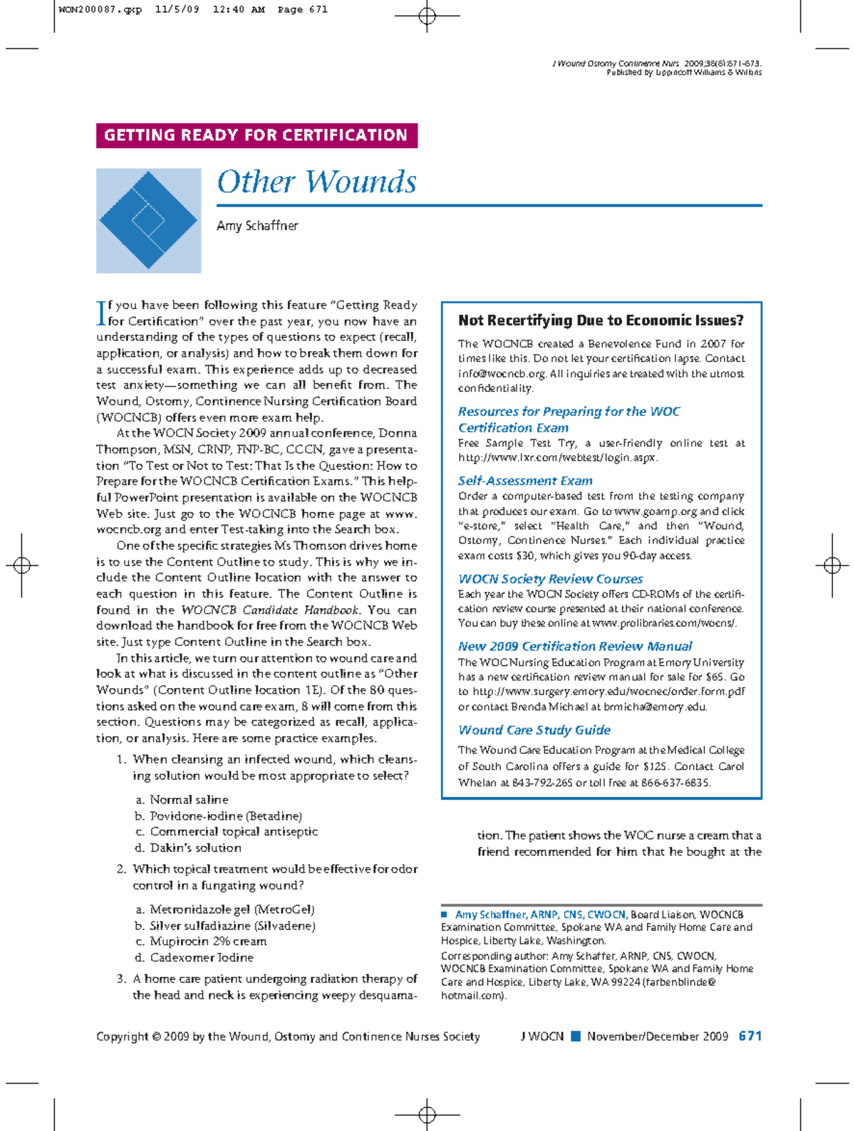WOCN 2009 Exam Prep: Strategies for Wound Care Certification - Studocu