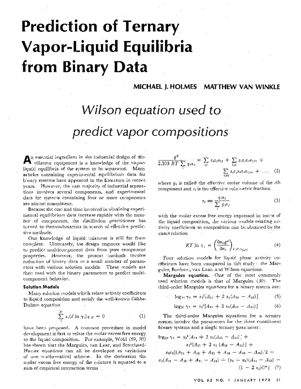 Ternary Equilibria Prediction from Binary Data: A Study on Wilson ...
