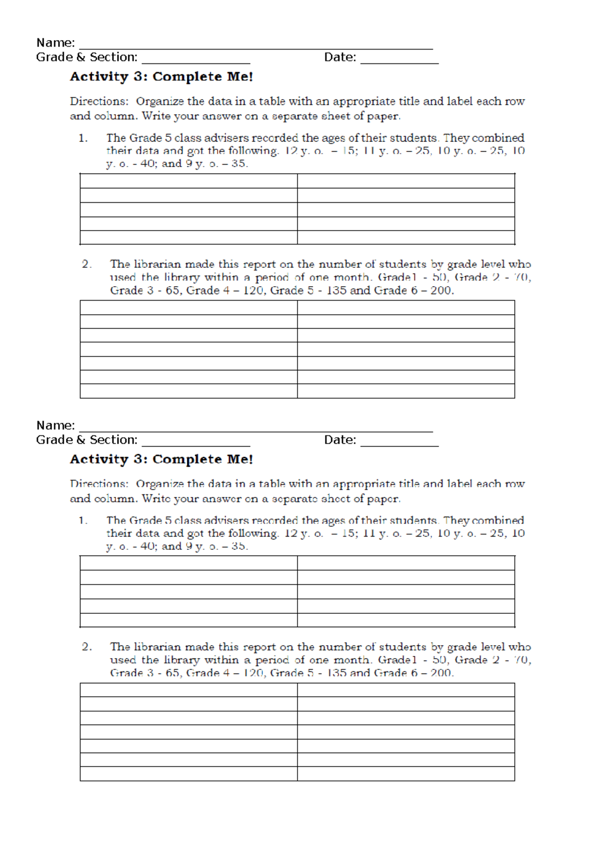 CO 4 Activity Sheets: Solving Story Problems with Visual Models - Studocu