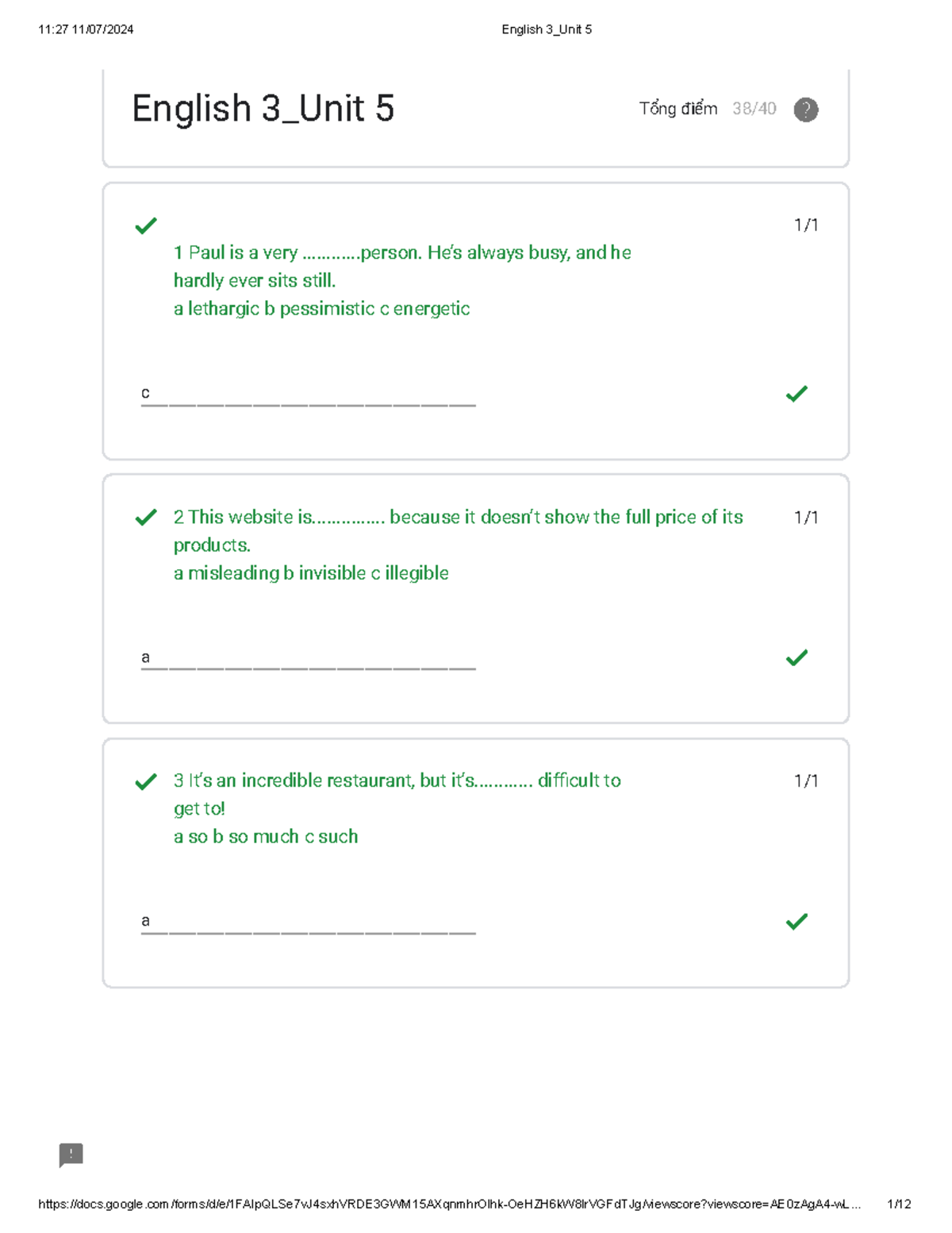 English 3 Unit 5 - Vocabulary and Grammar Practice - Studocu