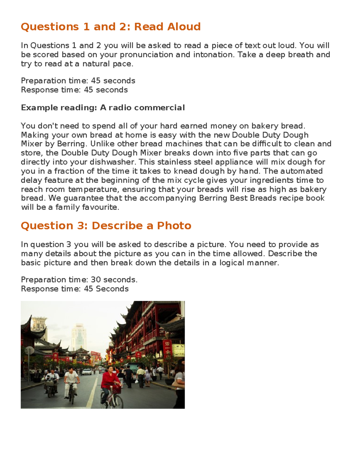 Trung cấp 1 toeic speaking question - Questions 1 and 2: Read Aloud In ...