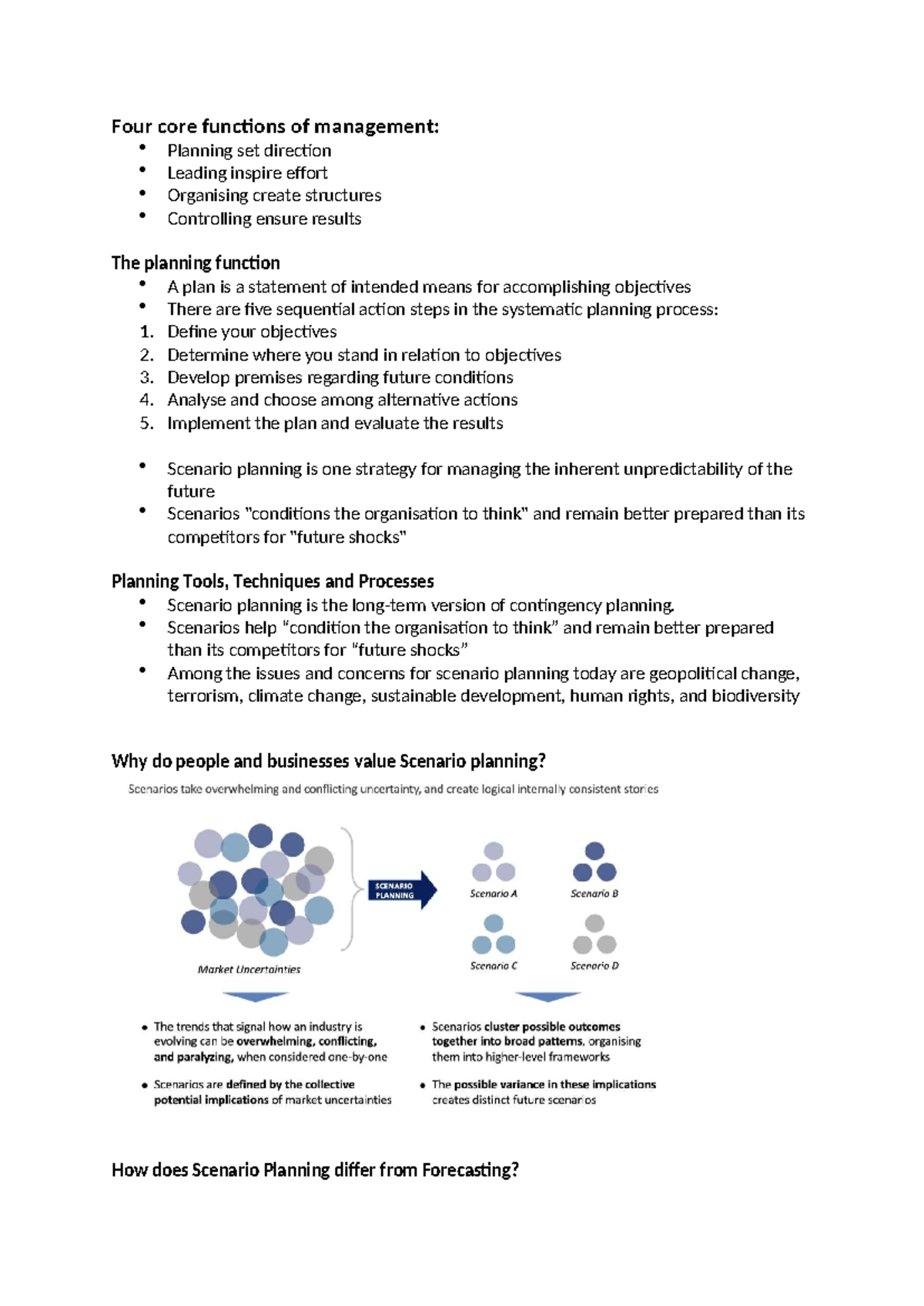 W3 - Lecture Notes on Scenario Planning in Management - Studocu