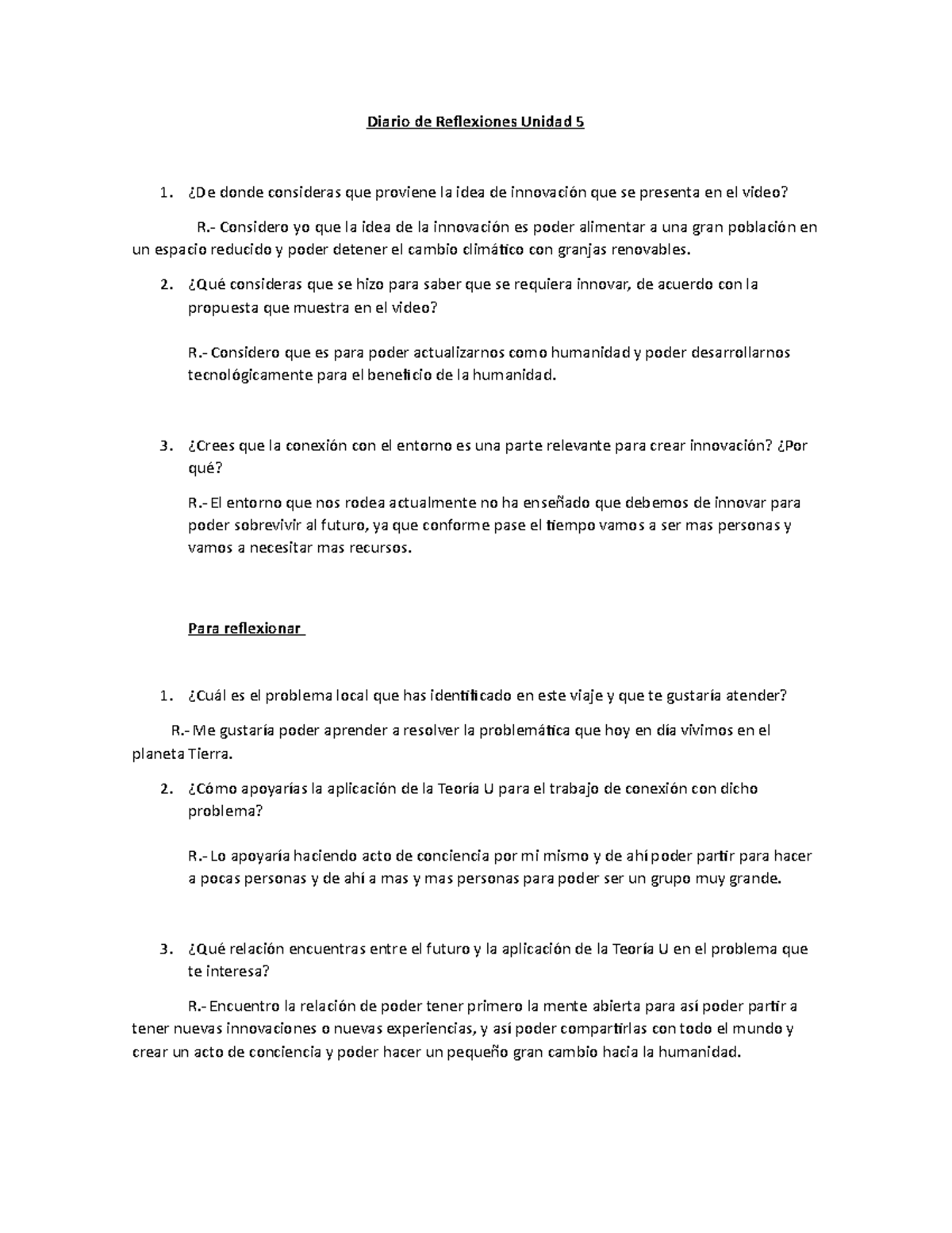 Diario de Reflexiones Unidad 5 JRR - Diario de Relexiones Unidad 5 ¿De donde consideras que ...