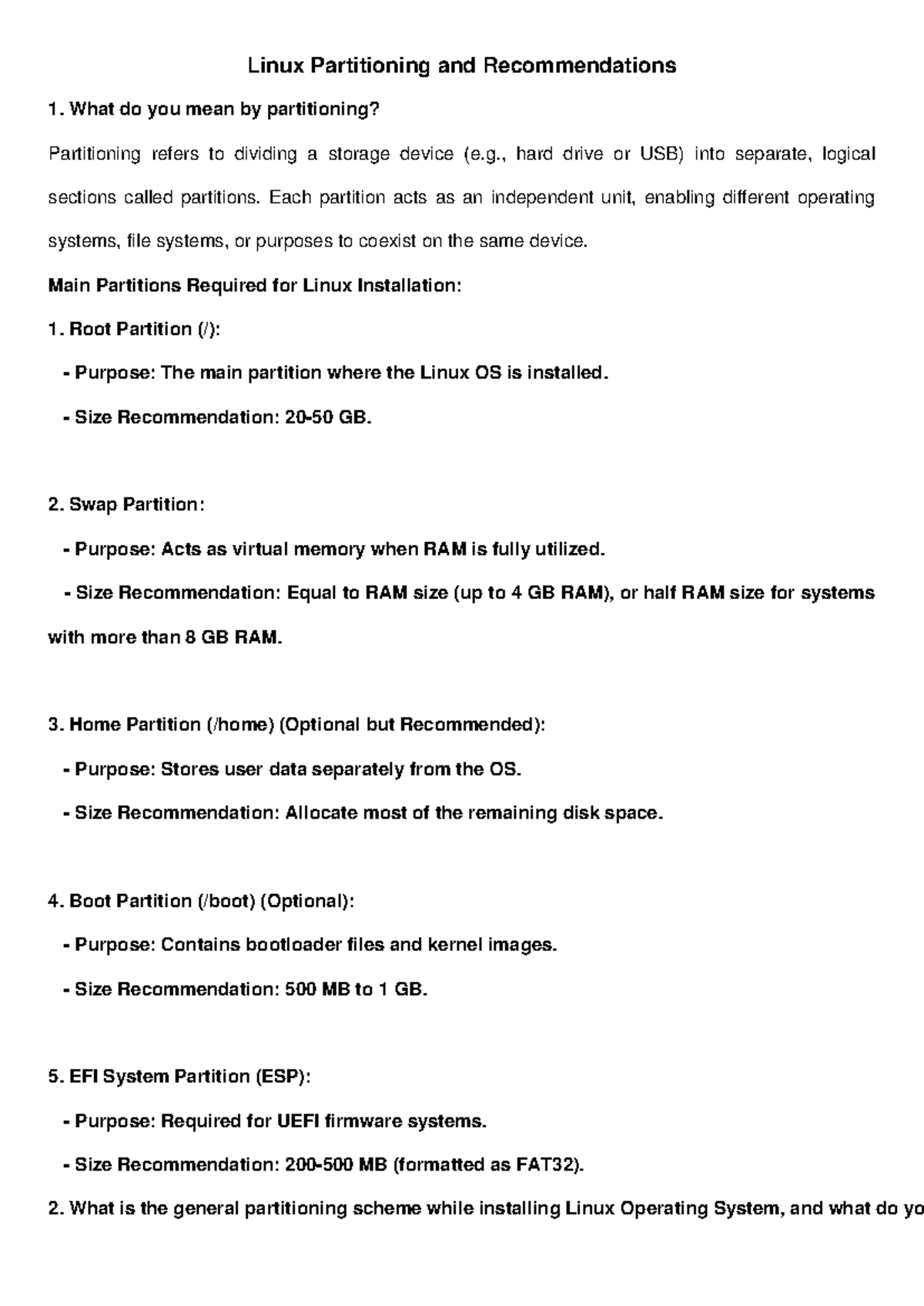 Linux Partitioning and Recommendations - , hard drive or USB) into separate, logical sections ...