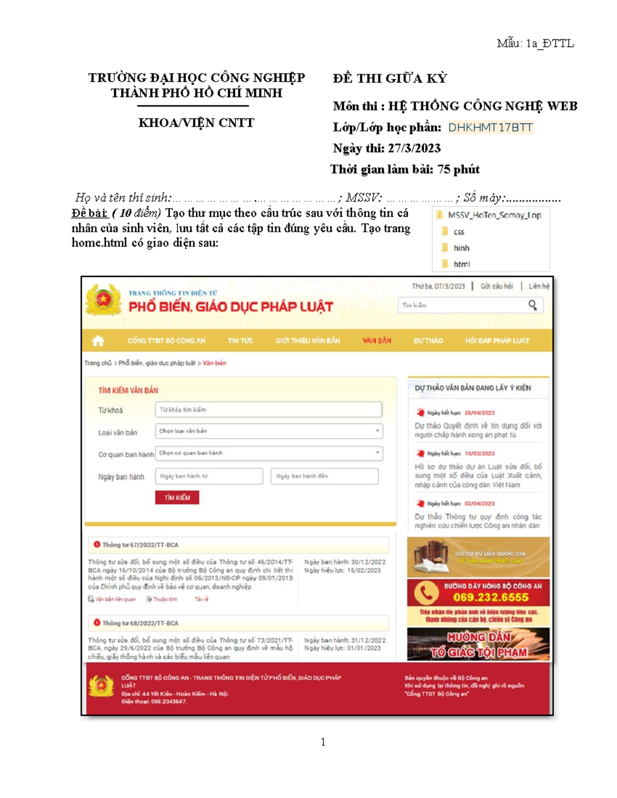 Đề thi giữa kỳ Hệ thống Công nghệ Web - DHKHMT17BTT - Studocu