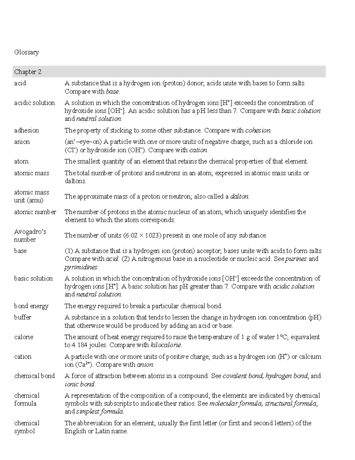 Chemistry Glossary CH 2: Key Terms & Definitions for Concepts - Studocu