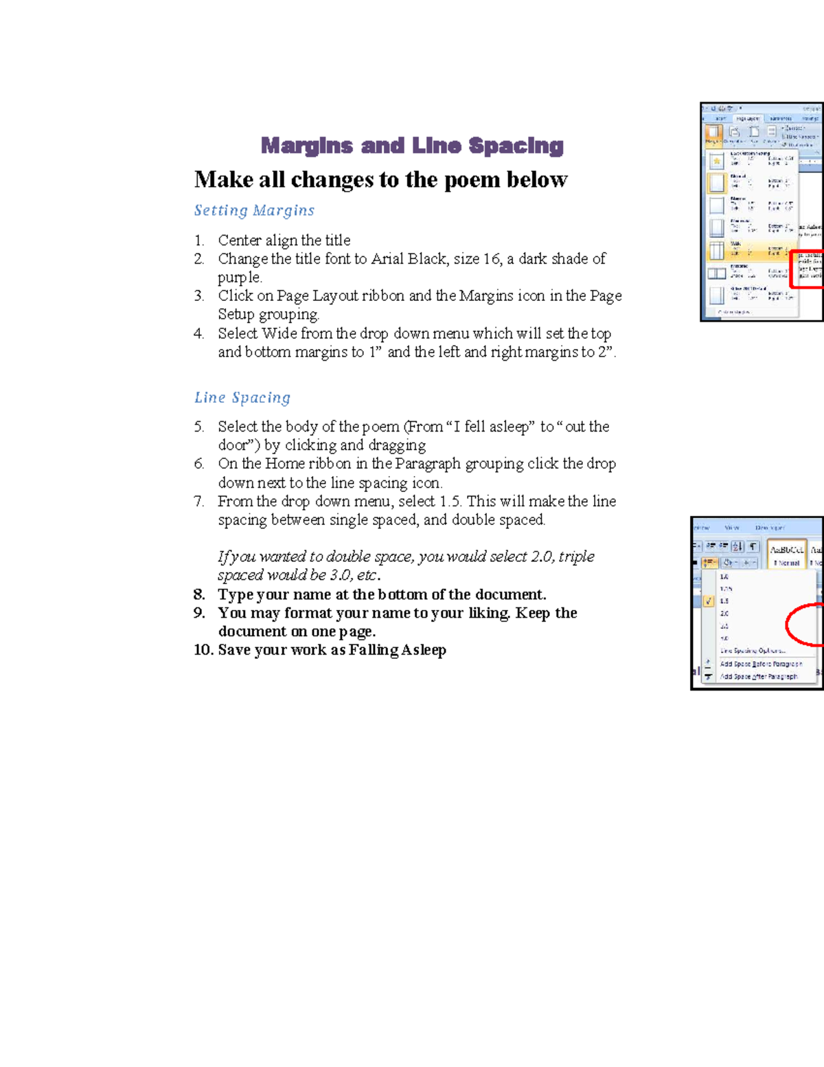 Formatting Guidelines for the Poem "Falling Asleep" - Studocu