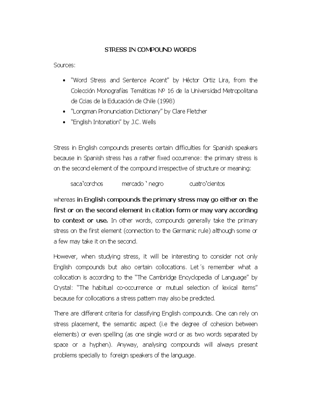 Analyzing English Compound Word Stress: A Study on Stress Patterns ...