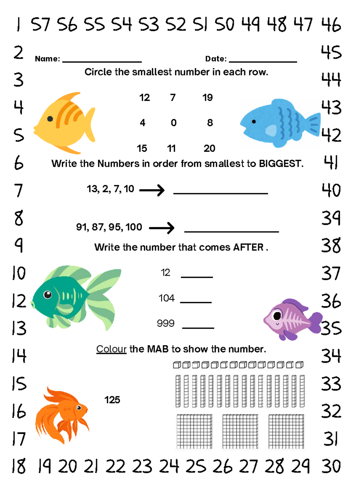 Place Value Pre-Test: Identifying Smallest Numbers and Ordering - Studocu
