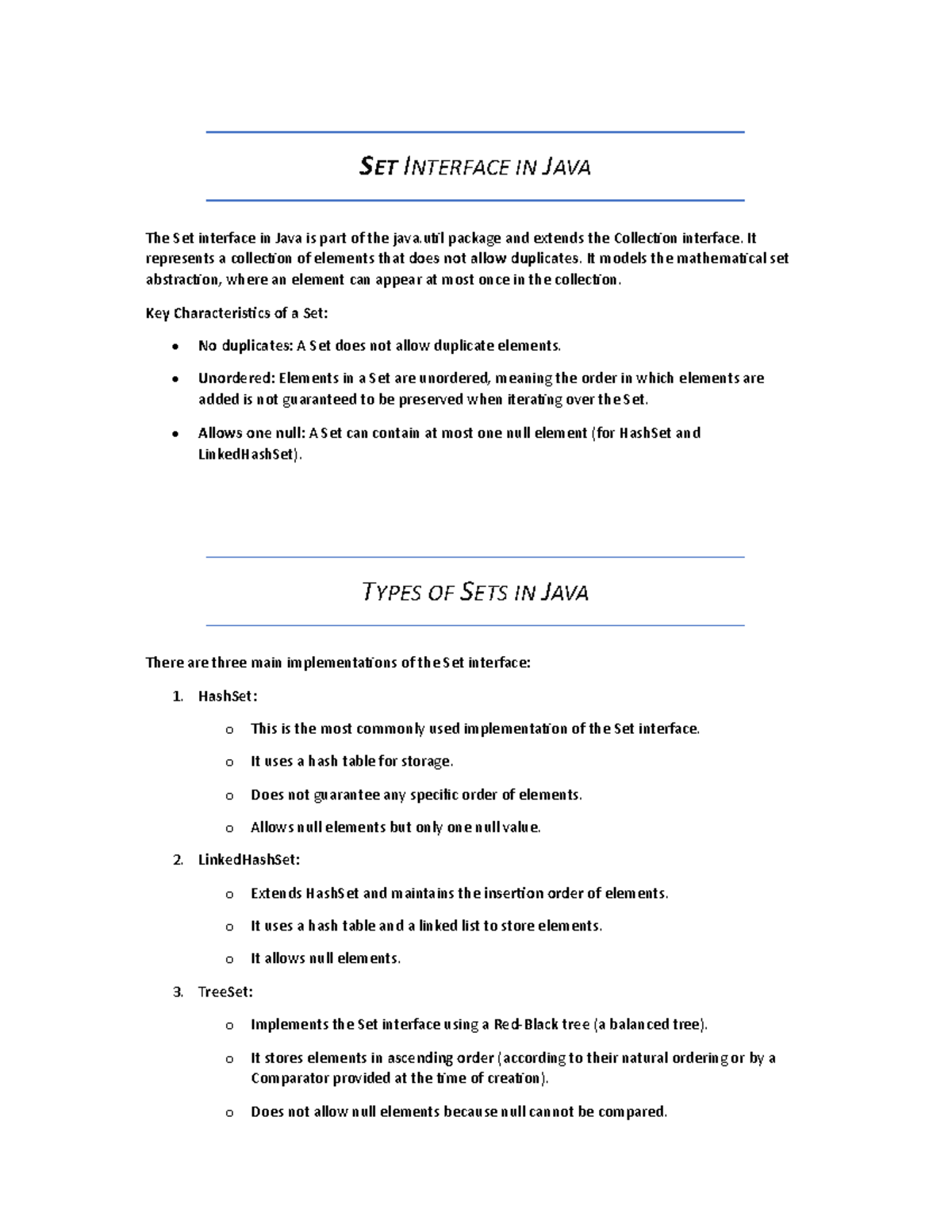 SETS - The complete syntax of sets - SET INTERFACE IN JAVA The Set interface in Java is part of ...