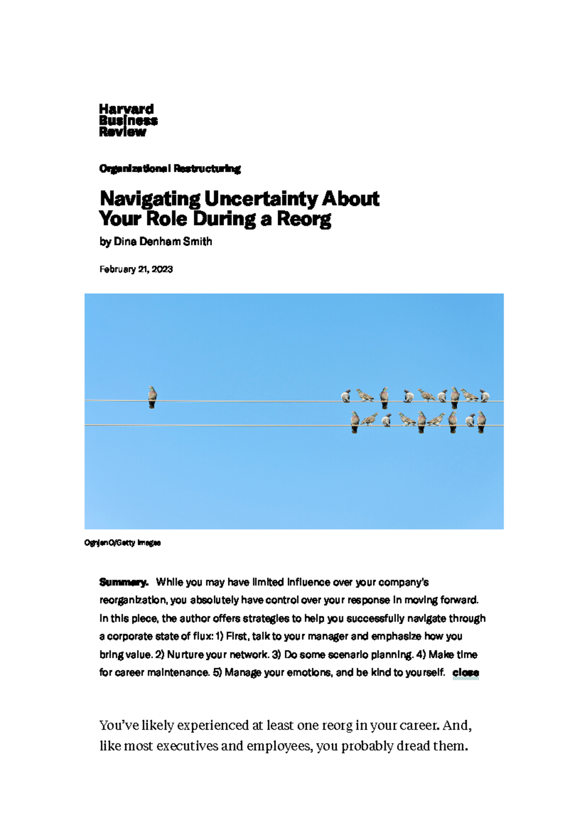 Navigating Uncertainty About Your Role During a Reorg - Organizational ...