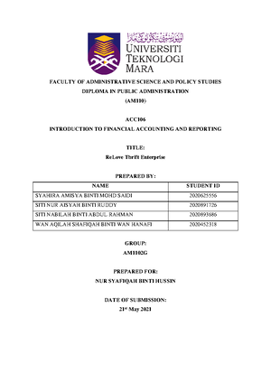 SOPL & SOFP Format in ACC106 - STATEMENT OF PROFIT OR LOSS FOR THE YEAR ...