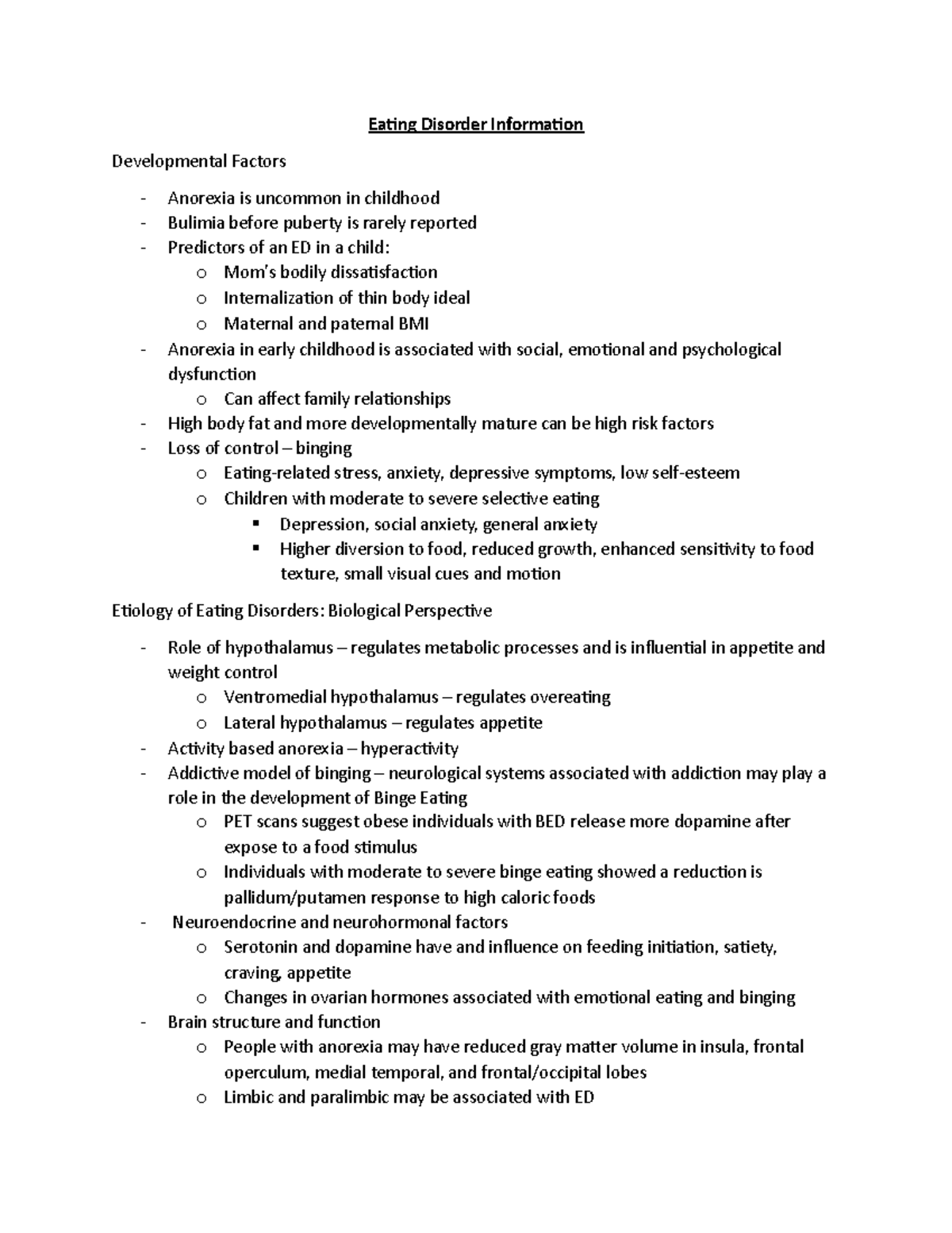 Eating Disorders: Overview and Influencing Factors (Psych 101) - Studocu