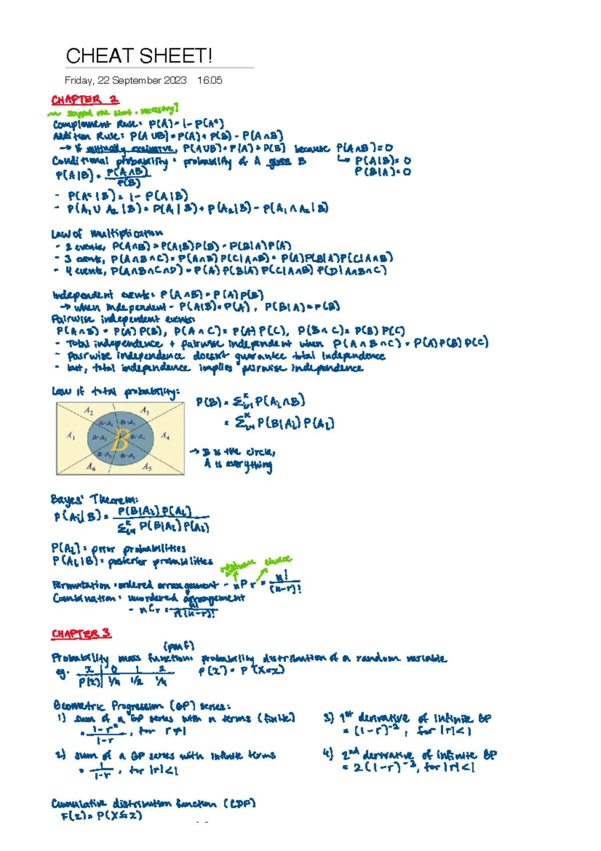 Stat theory midterm cheatsheet: key concepts and formulas - Studocu