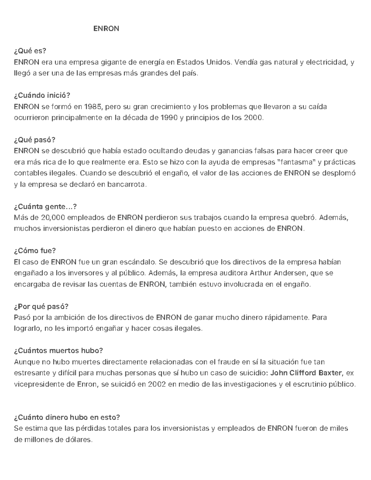 Enron - Apunte - ENRON ¿Qué es? ENRON era una empresa gigante de ...