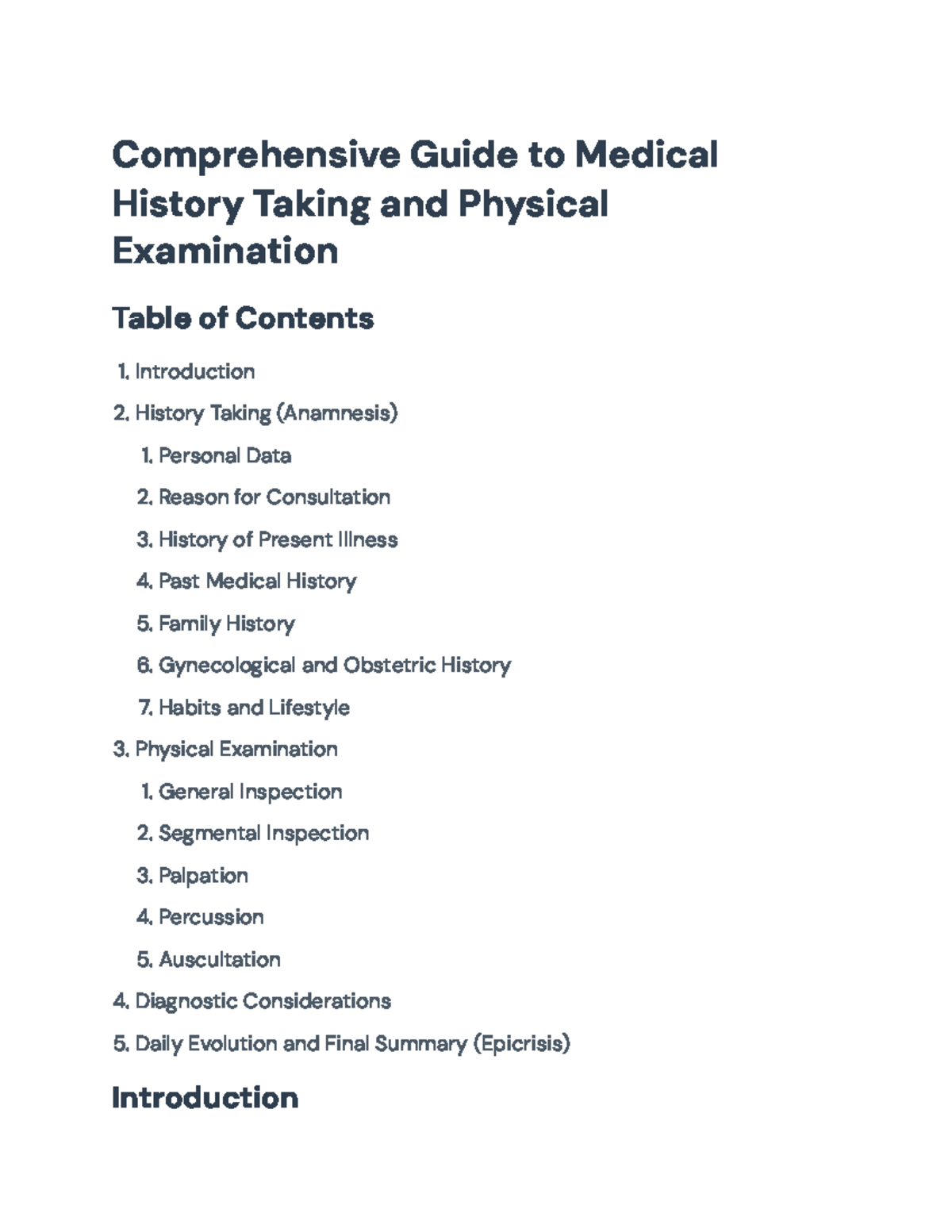Comprehensive Medical History & Physical Exam Guide (Course Code) - Studocu
