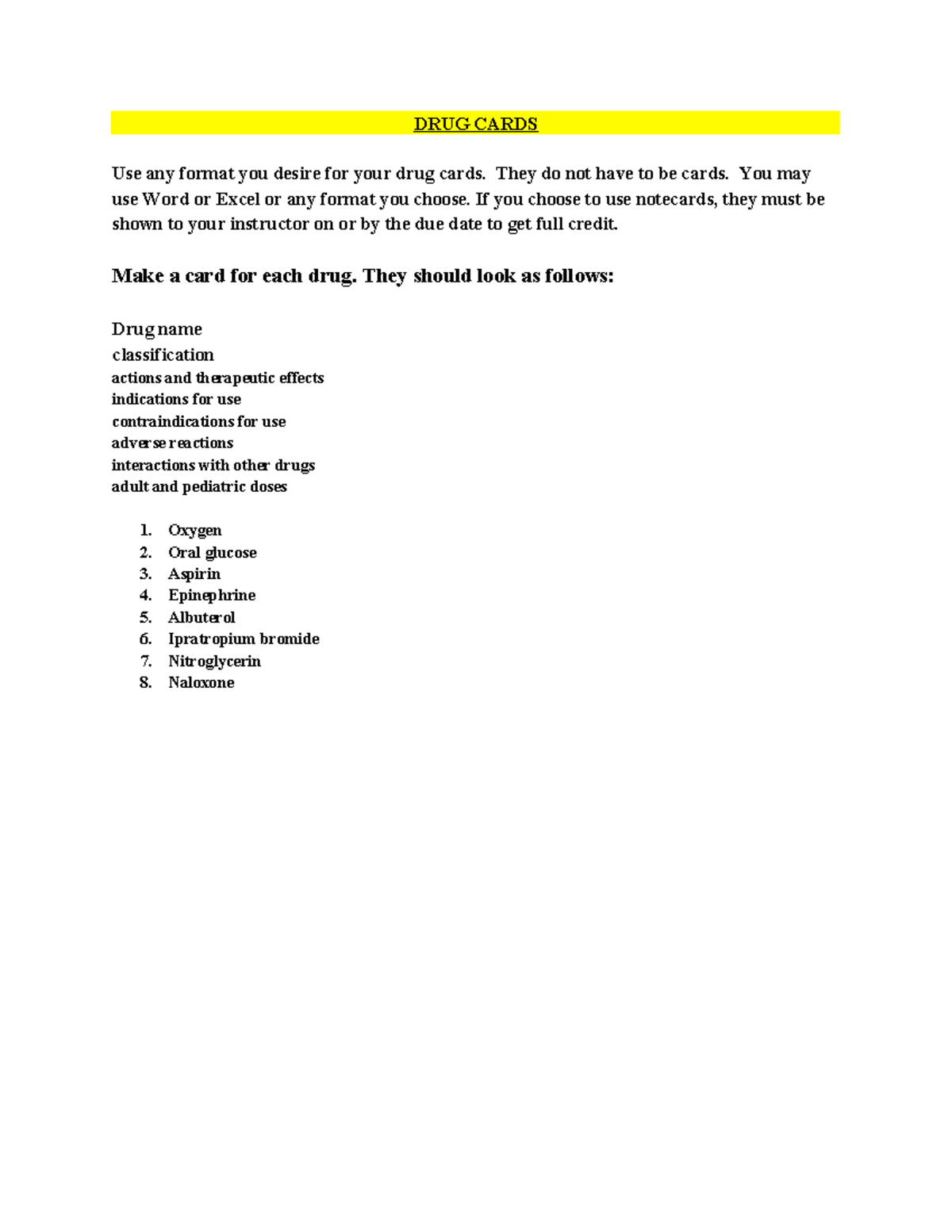 EMT-B Drug Card Assignment: Comprehensive Overview of Essential ...
