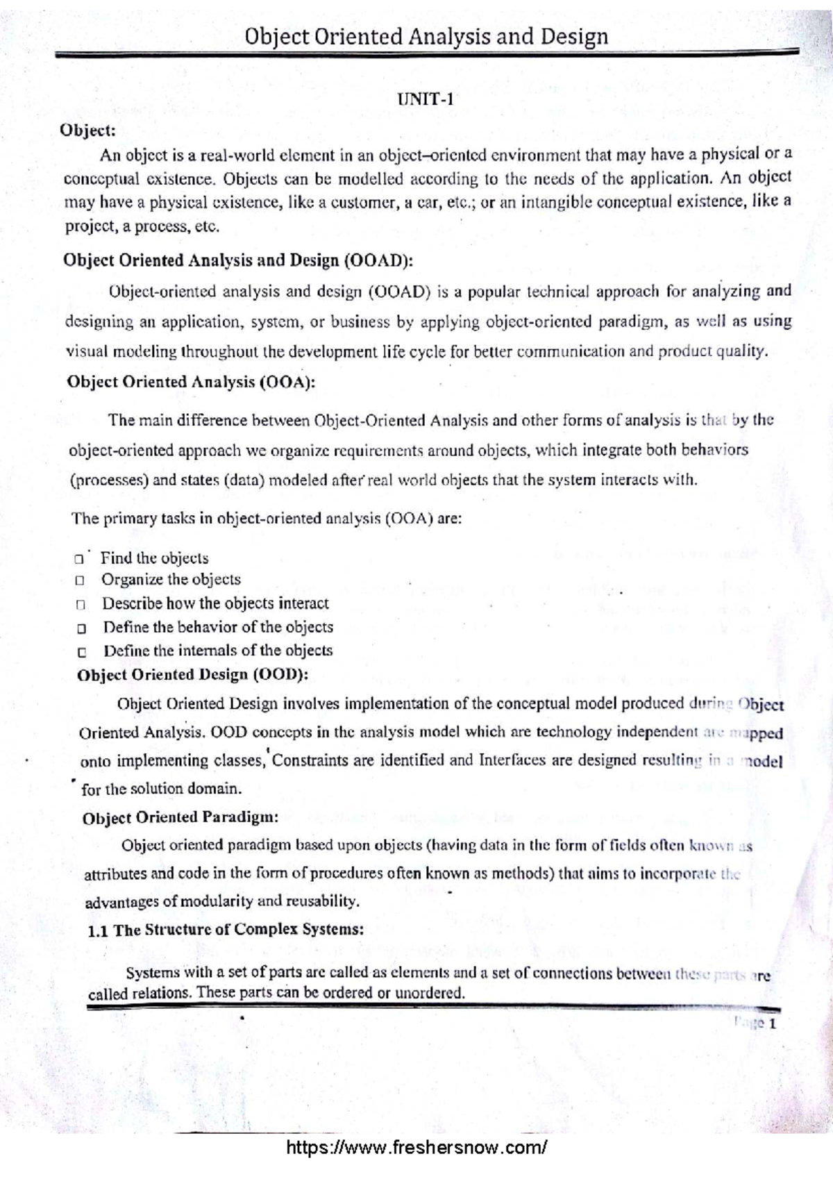 OOAD UML Unit 1: Understanding Object Oriented Analysis and Design ...