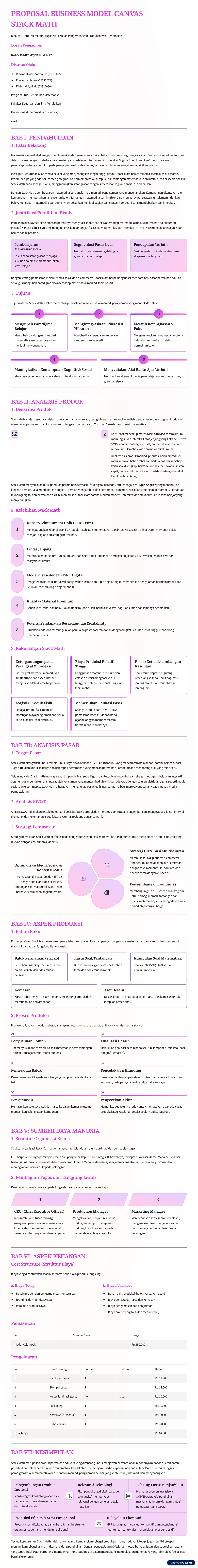 Proposal Business Model Canvas: Stack Math untuk Pengembangan Produk ...