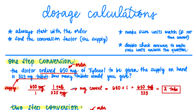 Dosage Calculations Notes for Nursing (NUR 101) - Studocu