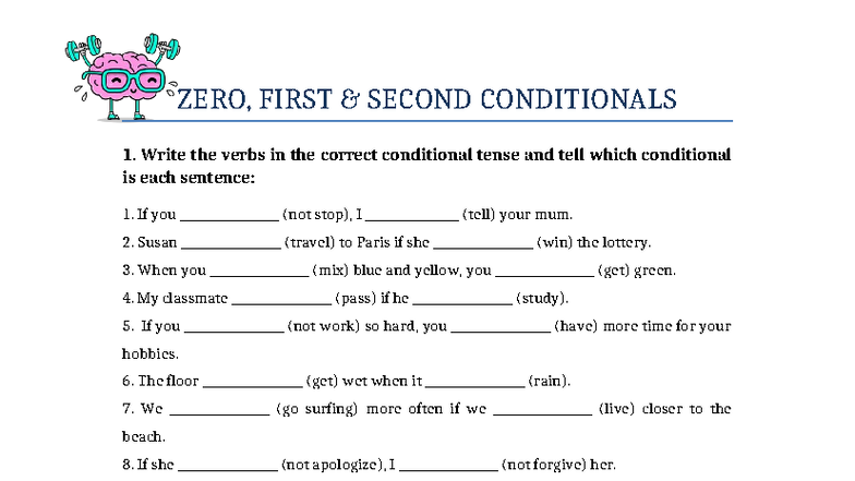 0-1-2 Conditional Sentences Practice and Exercises - Studocu