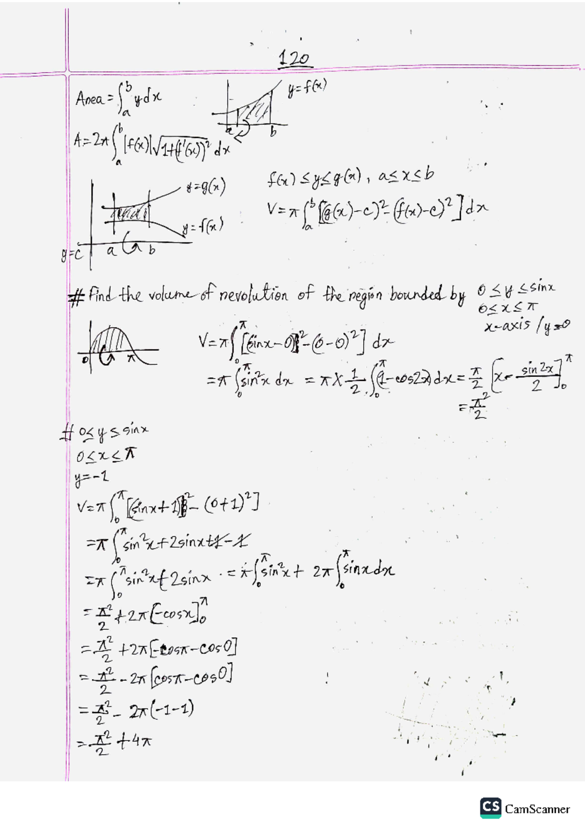 MAT120 - Volume of Revolution & Differential Equations Notes - Studocu