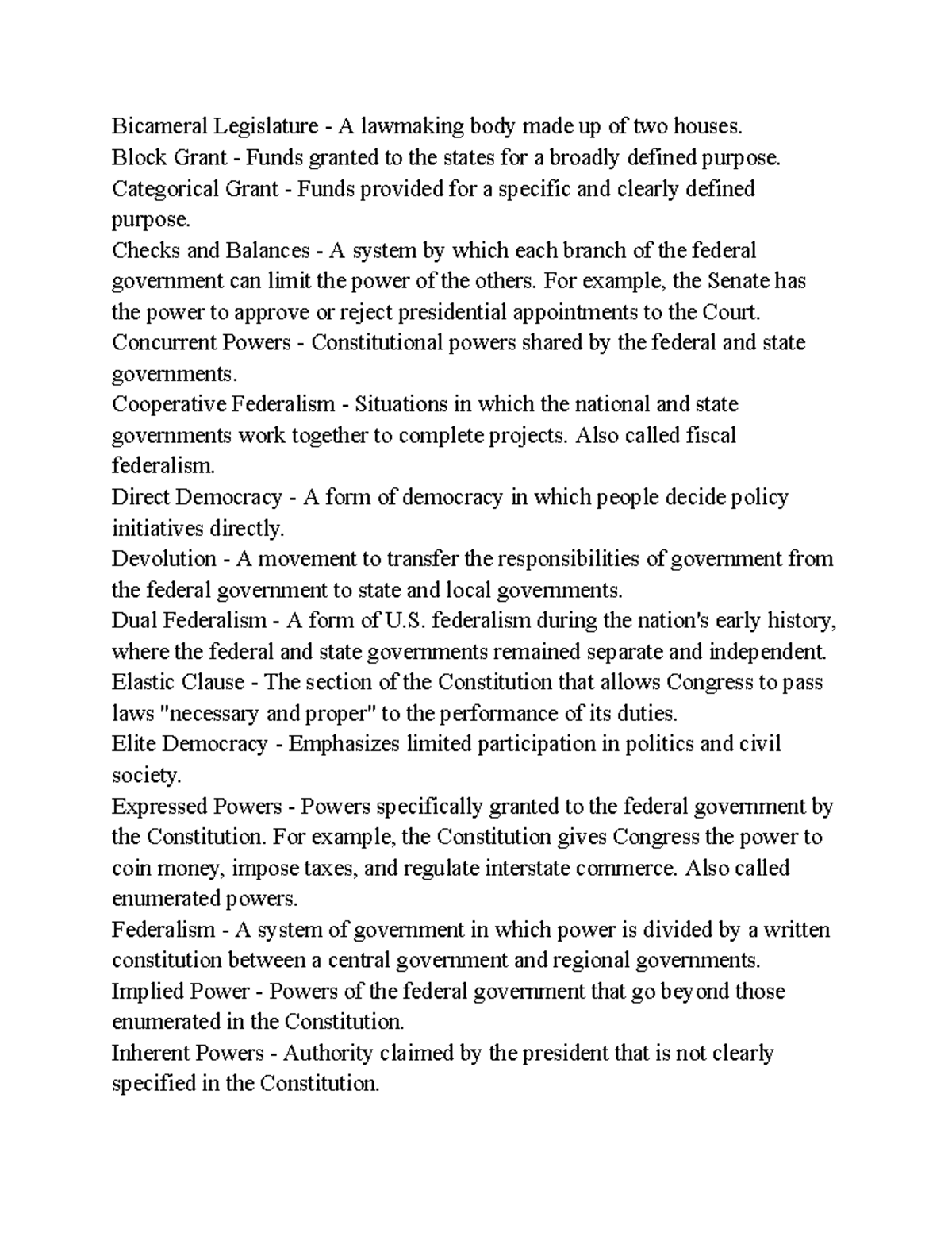 AP Gov: Comprehensive Definitions of Key Political Concepts and Terms ...