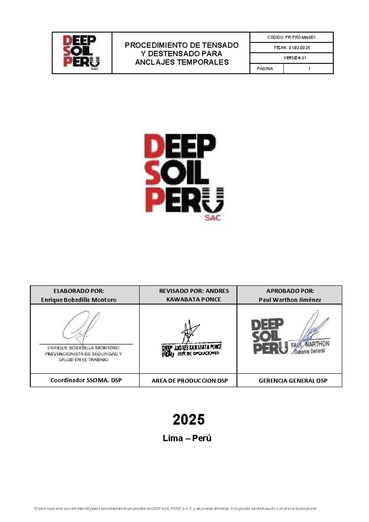 Procedimiento de Tensado y Destensado para Anclajes Temporales - DSP ...